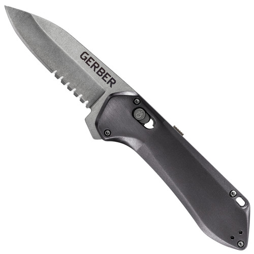 Gerber Grey Highbrow Compact Spring Assist Knife, Stonewash Combo Blade ...