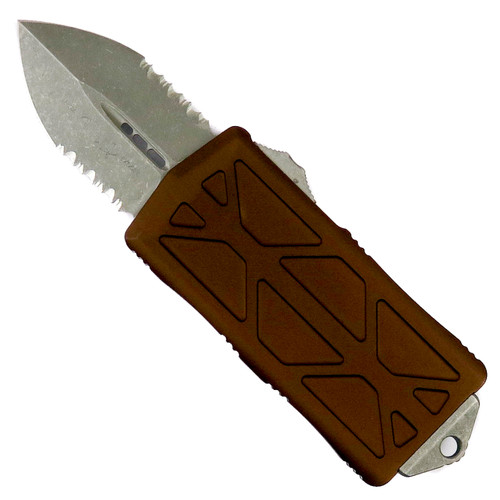 Microtech Tan Exocet Otf Auto Knife Apocalyptic Stonewash Combo Blade