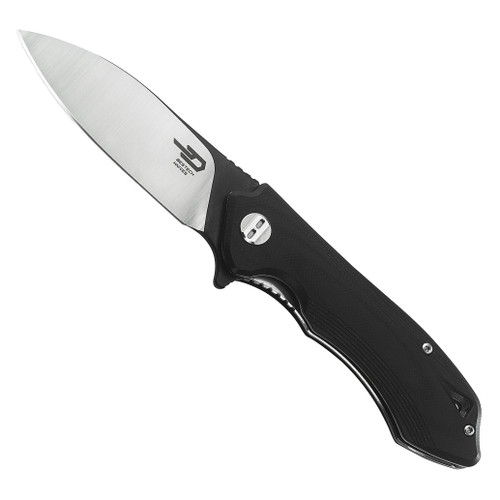 Bestech Knives Beluga Black G10 Folding Knife, Satin/Black Blade | BladeOps