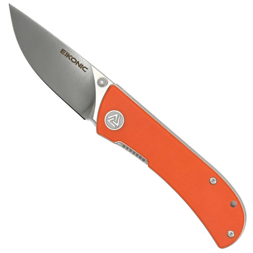 Eikonic Safety Orange G10 Fairwind Flipper Knife, Satin Blade | BladeOps