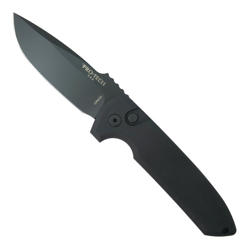 Pro-Tech Black Rockeye Auto Knife, Black CPM-D2 Blade | BladeOps