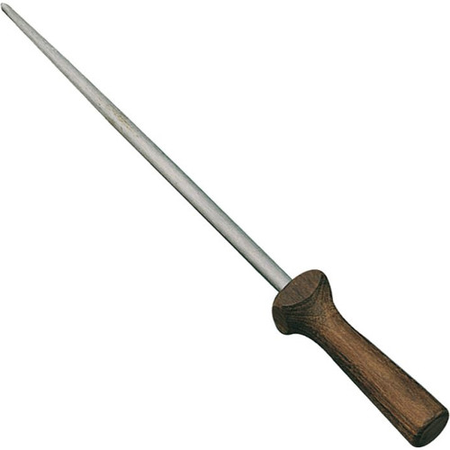15" High Carbon Stainless Steel Sharpening Rod, Walnut Handle | Bladeops