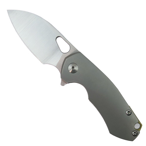 GiantMouse Titanium ACE Riv Framelock Knife, M390 Satin Blade | BladeOps