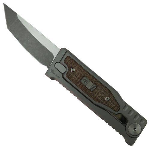 Reate Burlap Micarta EXO Mini Gravity Knife, CPM-3V Tanto Blade | BladeOps