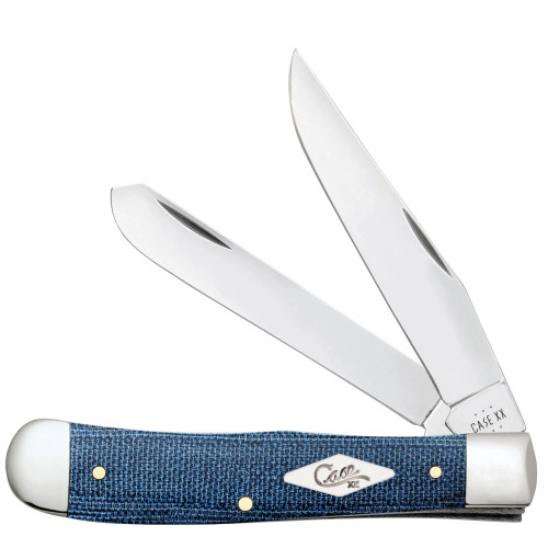 Case Blue Denim Canvas Laminate Smooth Trapper Knife | BladeOps