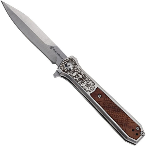 Smith & Wesson Unwavered Spring Assisted Flipper Knife, Satin Dagger ...
