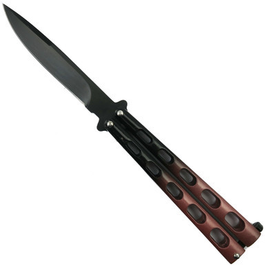 Red Fox Butterfly Knife, Black Drop Point Blade | Bladeops
