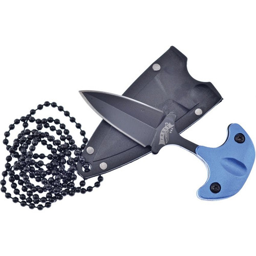 Frost Cutlery Blue Aluminum Push Dagger Fixed Blade Knife, Black Blade ...