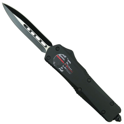 Smooth Operator Red Punisher OTF Auto Knife, Black Dagger Blade | Bladeops