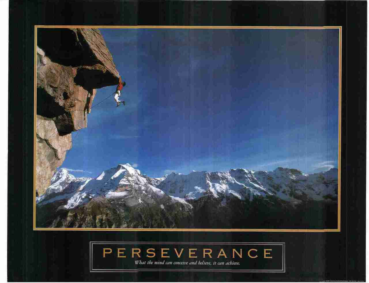 Perseverance Climber Mountain Motivational | Wall Decor Scenery Posters