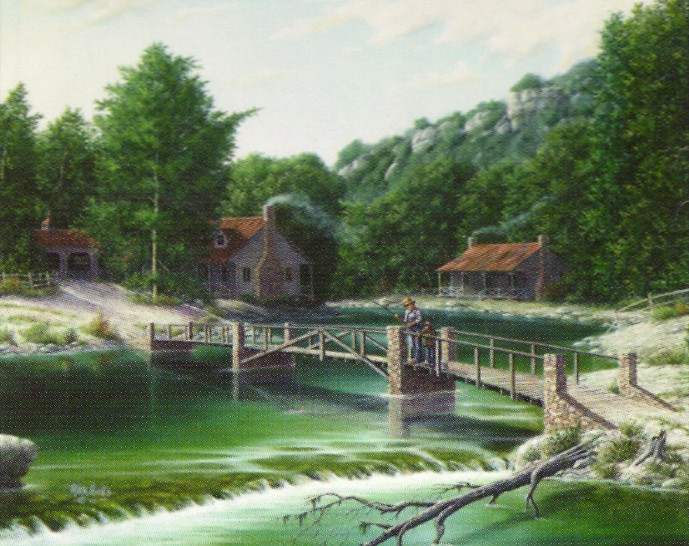 Gone Fishing Rustic River Bridge | Landscape Posters