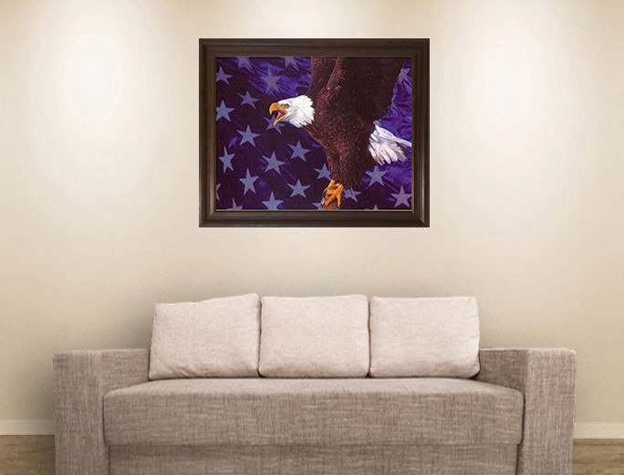 American Bald Eagle Flying Wall Decor Brown Rust Framed Art Print ...