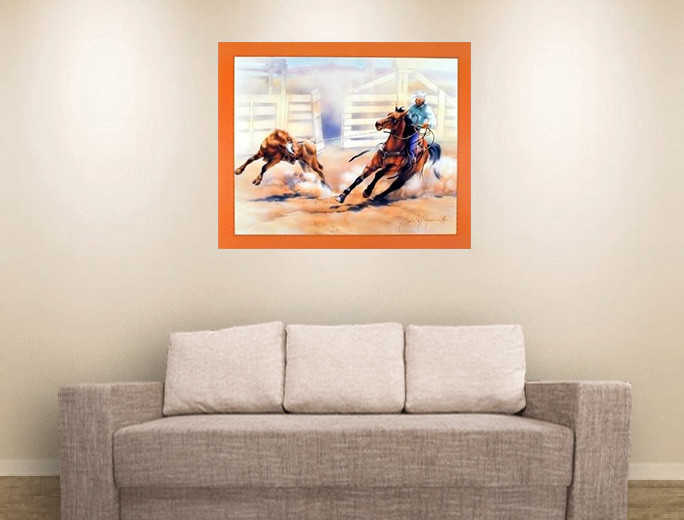 Poster of Rodeo Cowboy Calf Roping Horse Animal Western Wall Decor Art ...