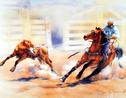 Western Cowboy Wall Decor Rodeo Picture Calf Roping Horse Art Print ...