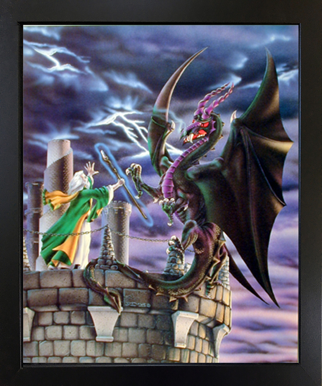 Sue Dawe Poster Framed Art Print Fantasy Storm Warning Dragon Wizard ...