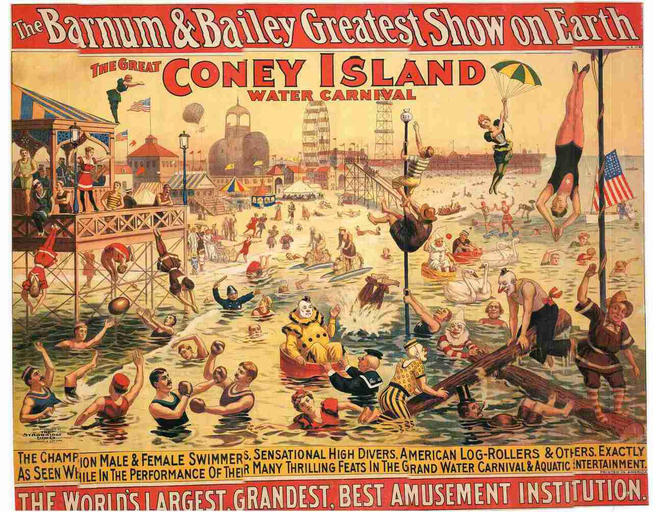 "The Great Coney Island Water carnival" Vintage Canvas | Wall Decor Art ...