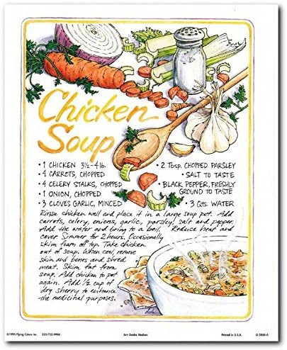 Homemade Chicken Soup Recipe Kitchen Art Print Poster (8x10) - Impact ...