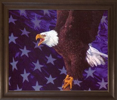 American Bald Eagle Flying Wall Decor Brown Rust Framed Art Print ...