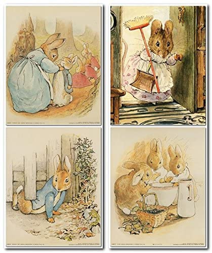 The Tale of Peter Rabbit Beatrix Potter Kids Room Four Set 8x10 Wall ...