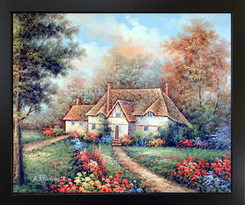 Impact Posters Gallery Rustic Country Cottage Scenic Landscape Black ...