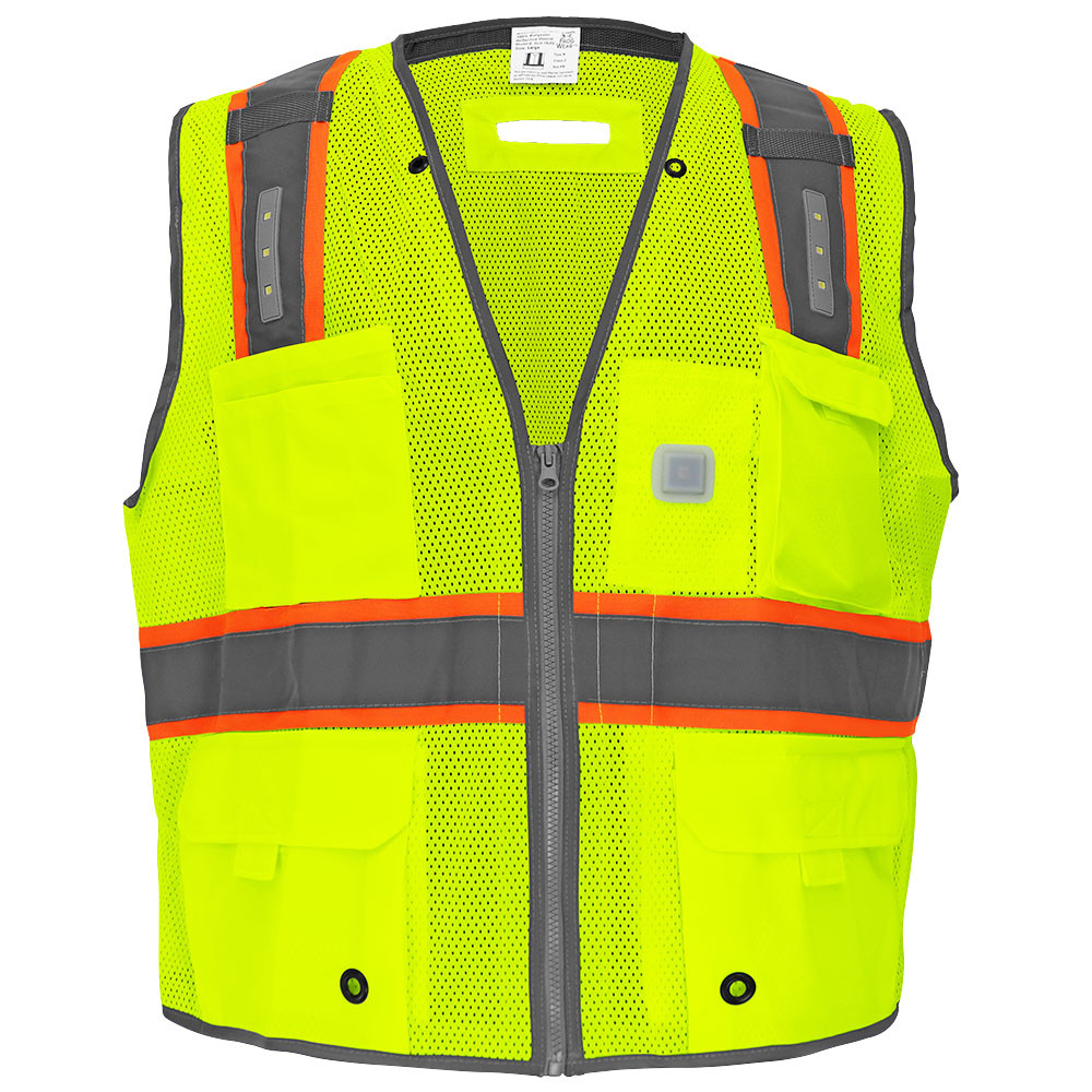 Global Glove Class 2 Hi Vis LED Premium Surveyors Safety Vest GLO-15LED