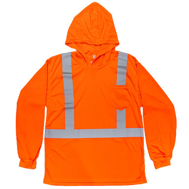 2W Class 2 Hooded Long Sleeve T-shirt Orange HTLB123C-2