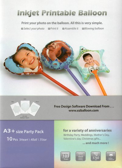 Inkjet Printable Balloons A3+ Size 10pcs Party Pack (MI ...