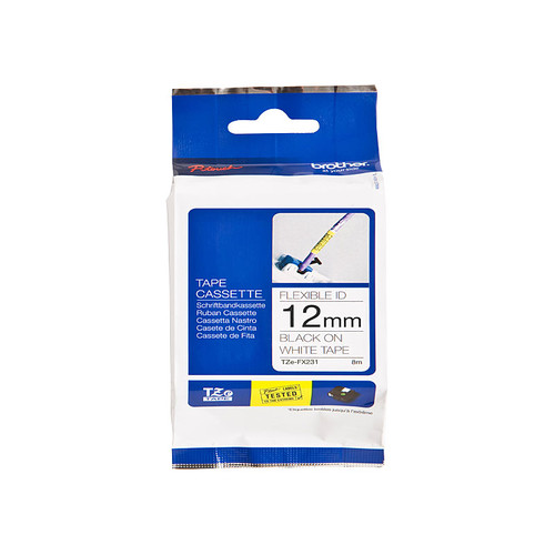 BROTHER TZeFX231 Flexible Tape 12mm Black on White Flexible TZE Tape (D ...