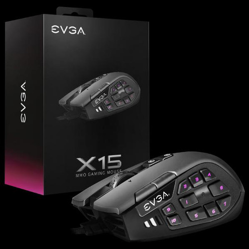 EVGA X15 MMO Gaming Mouse, 8k, Wired, Black, Customizable, 16,000 DPI ...