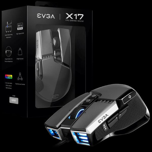 EVGA X17 Gaming Mouse, Wired, Grey, Customizable, 16,000 DPI, 5 ...