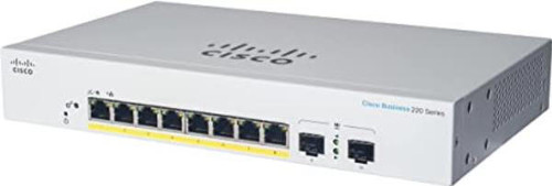 Cisco 8-Port Gigabit Smart Switch with 8 PoE RJ45 and 2 SFP Ports
