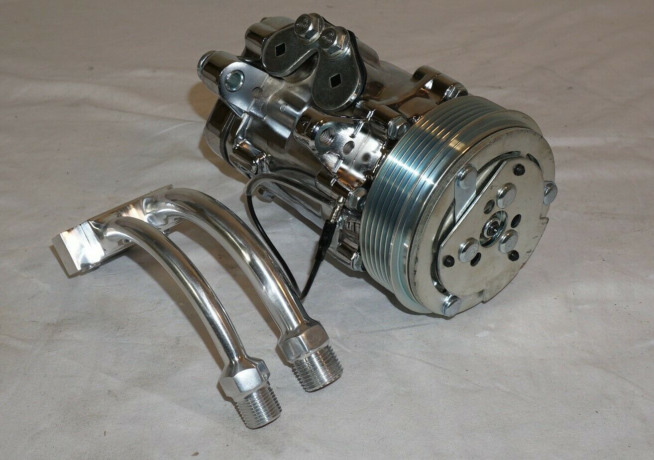 SANDEN SD-7 STYLE SERPENTINE A/C COMPRESSOR WITH CURVED POLISHED ...