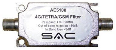 Freeview Aerial Interference Filter TV 4G/TETRA/GSM + 2 x 'F' Connectors
