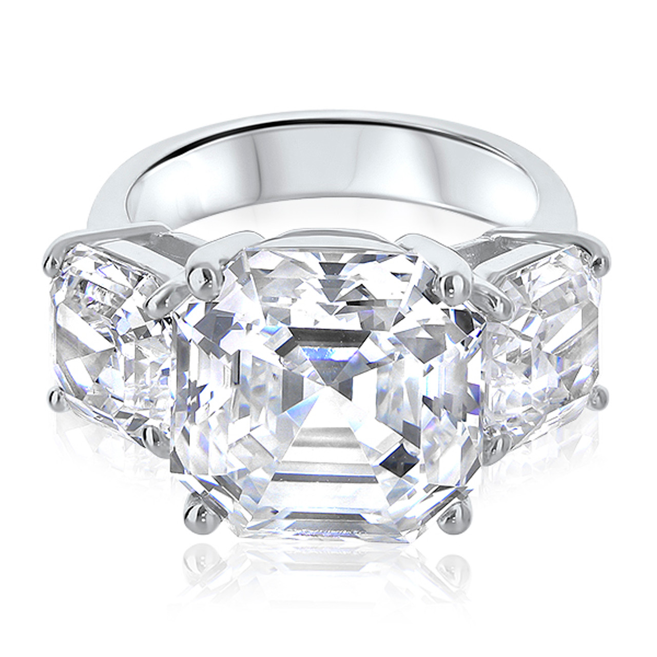 Becky Asscher Cut Three Stone Cubic Zirconia Ring Mystique Of Palm Beach