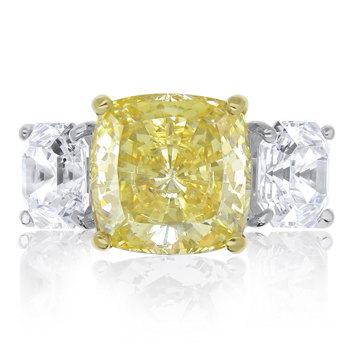 Flagler Cubic Zirconia Cushion Cut With Asschers Three Stone Ring