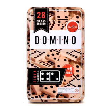 Classic 28-Piece Domino Set in Metal Box, Family Game with Full-Size ...
