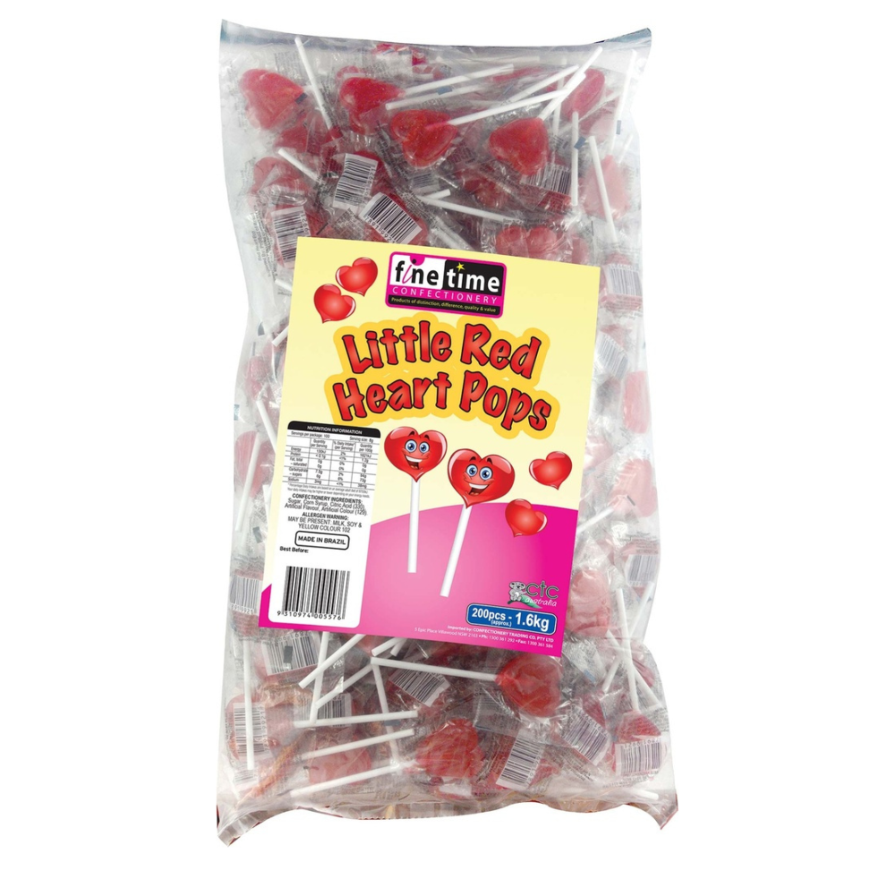 Red Heart Lolly Pops 200 Pack | Delivery Available