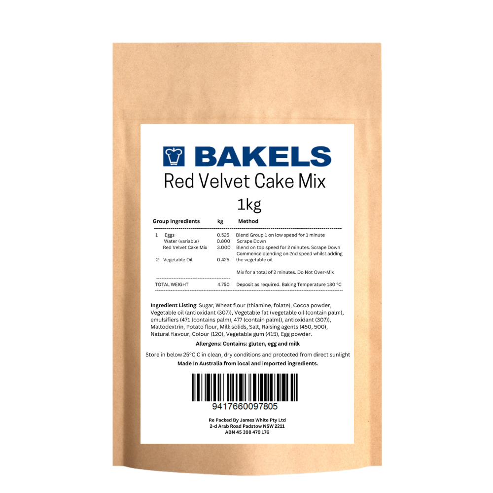 Bakels Red Velvet Cake Mix 1kg - Padstow Food Service Distributors
