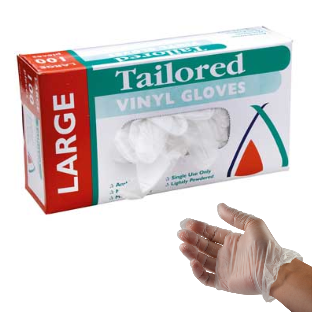 Large Powdered Vinyl Gloves 100 Pack - Padstow Food Service Distributors