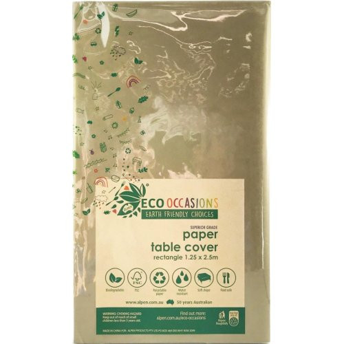 Gold Rectangle Paper Tablecover 250 x 125cm | Eco Occasions