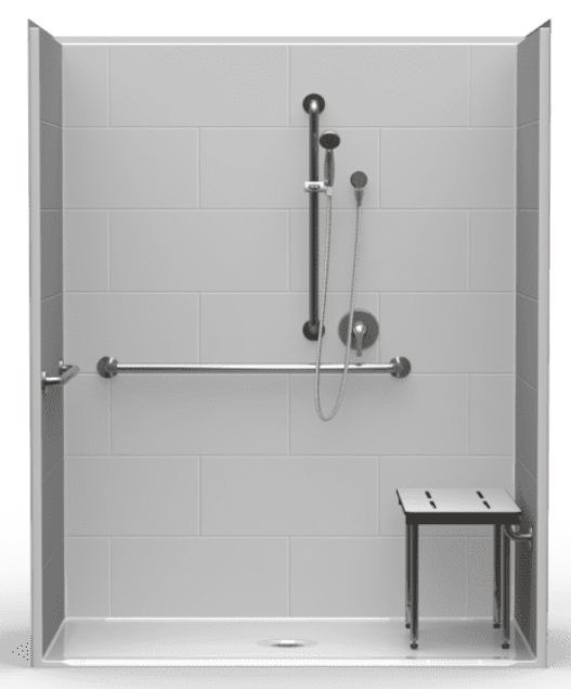 One Piece 63"X33" Single-Piece Shower ADA - CareProdx