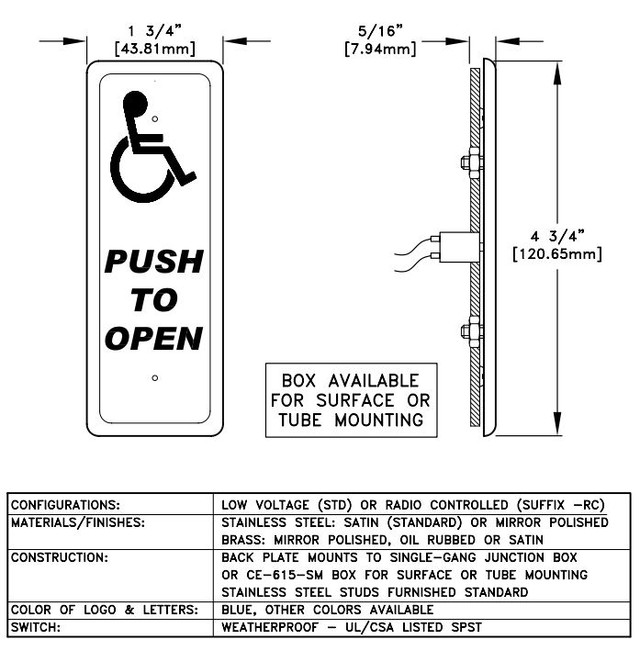 Slender Push Plate Actuator 1-3/4" - CareProdx