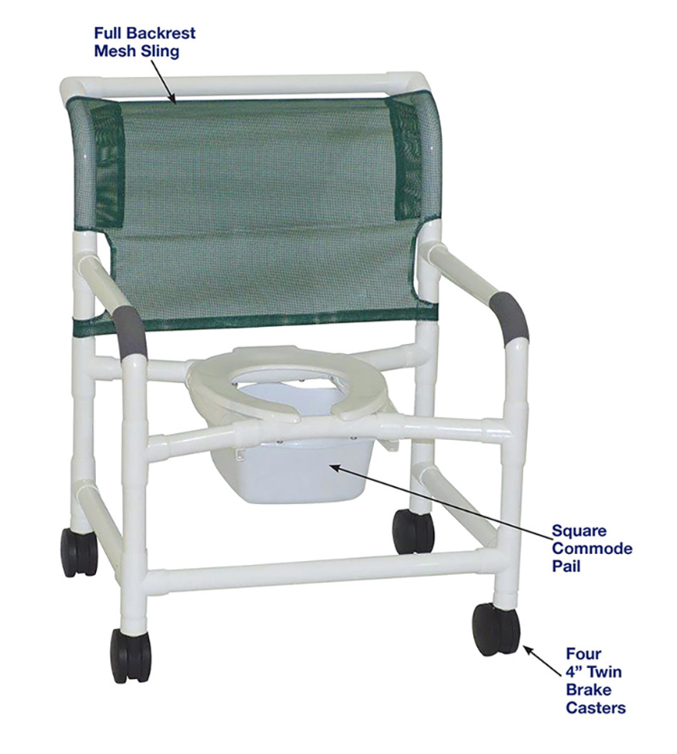 Extra Wide PVC Shower Commode Chair - CareProdx