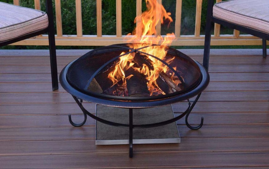 Deck Protect 24 inch by 24 inch Black Fire Pit Pad and Rack - DPB3002 ...