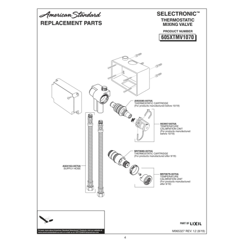 American Standard M970680-0070A Thermostatic Cartridge