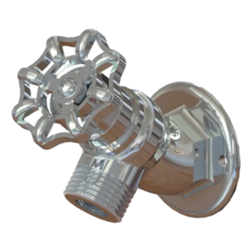 Acorn 8120CP-LF Bent Nose Hose Valve w/ Wall Flange Polished Chrome ...