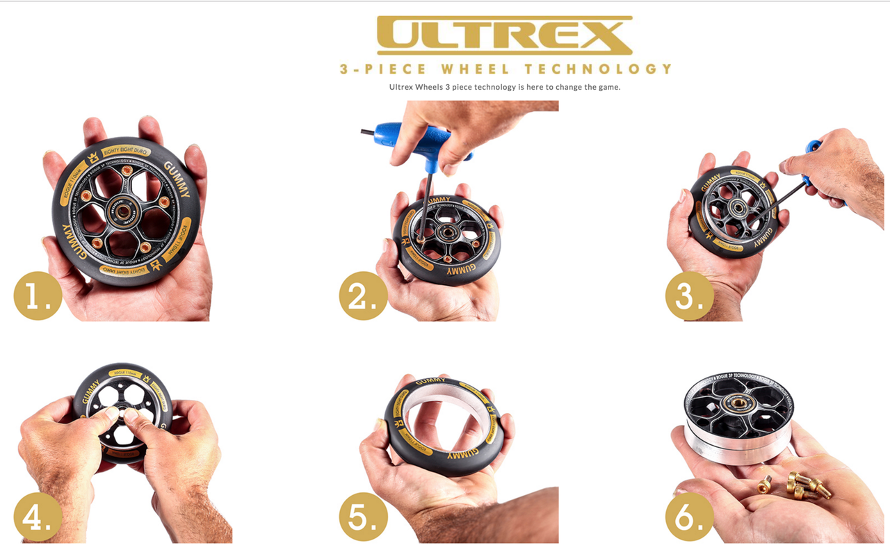 Rogue Wheel Co. Ultrex 110mm Wheels Black/Red | Ripper PU Ring Only ...