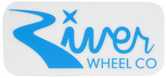 River Wheels Rectangle Small Sticker 3" - Metrikx Scooters Canada
