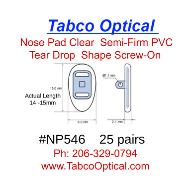 Screw-On PVC Tear-Drop Nosepad 25 Pairs | tabcooptical