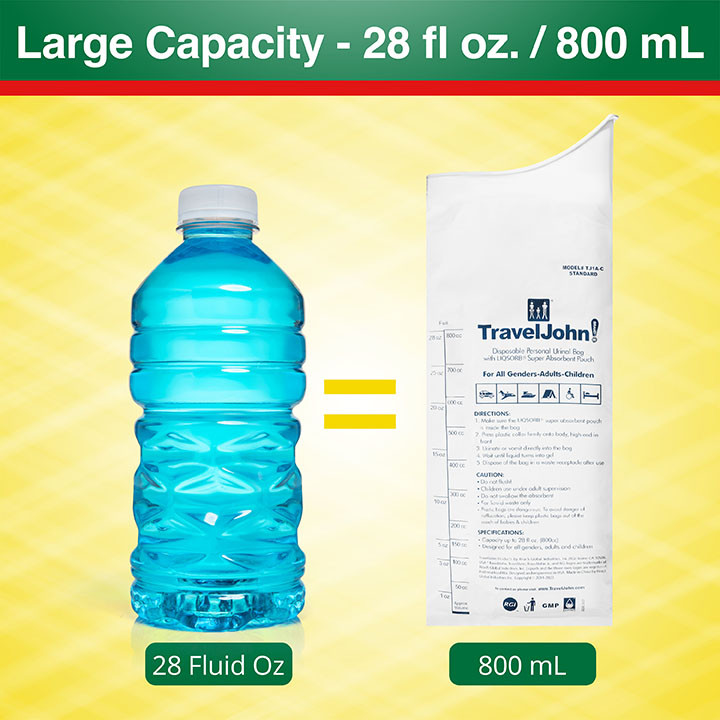 TravelJohn Disposable Urinal (TJ1A-C) - 18 Pack